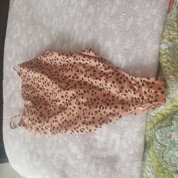 Xhilaration | Swim | Leopard Print One Piece High Cut Cheeky Strappy ...